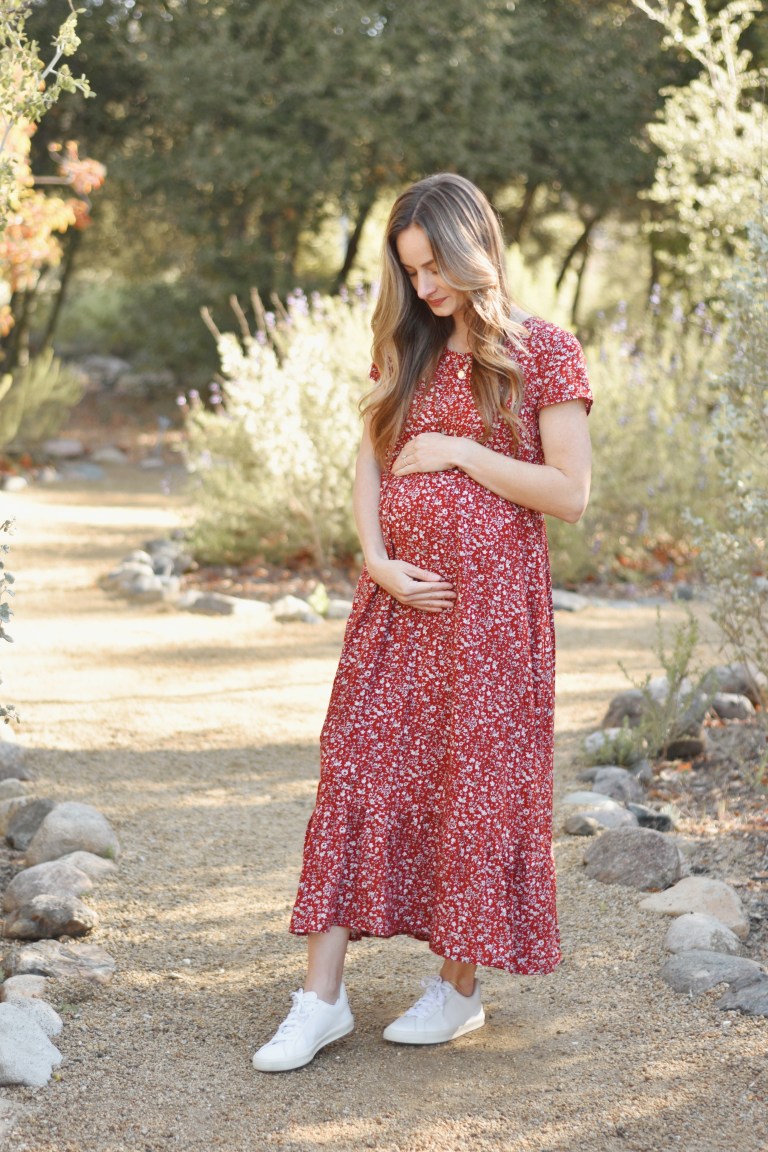 Red Floral Dress with Baby Lock – The Sara Project